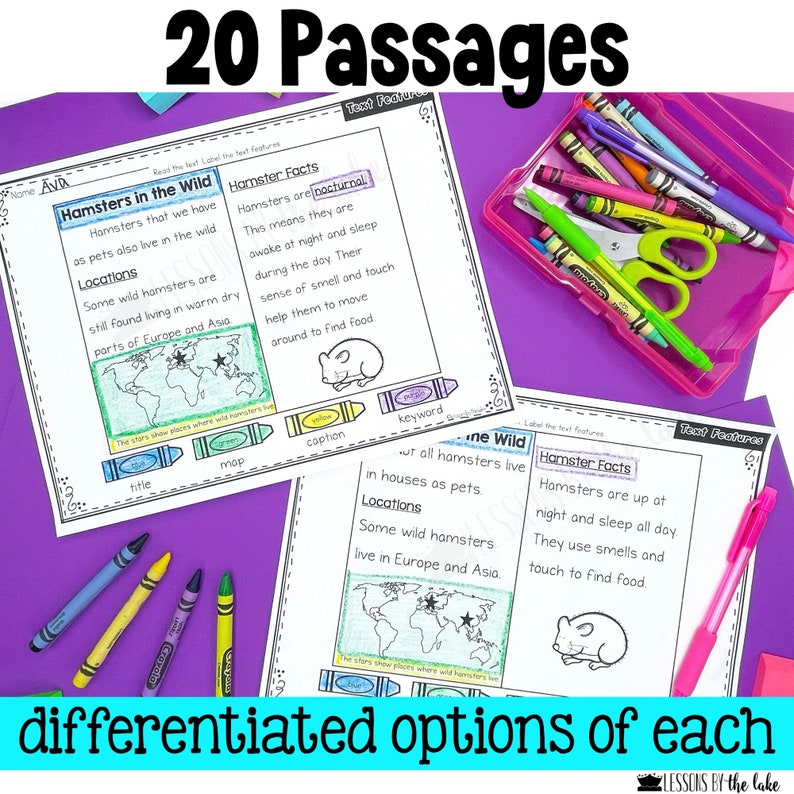 Text Features Reading Passages Nonfiction Worksheets & Digital Slides ...