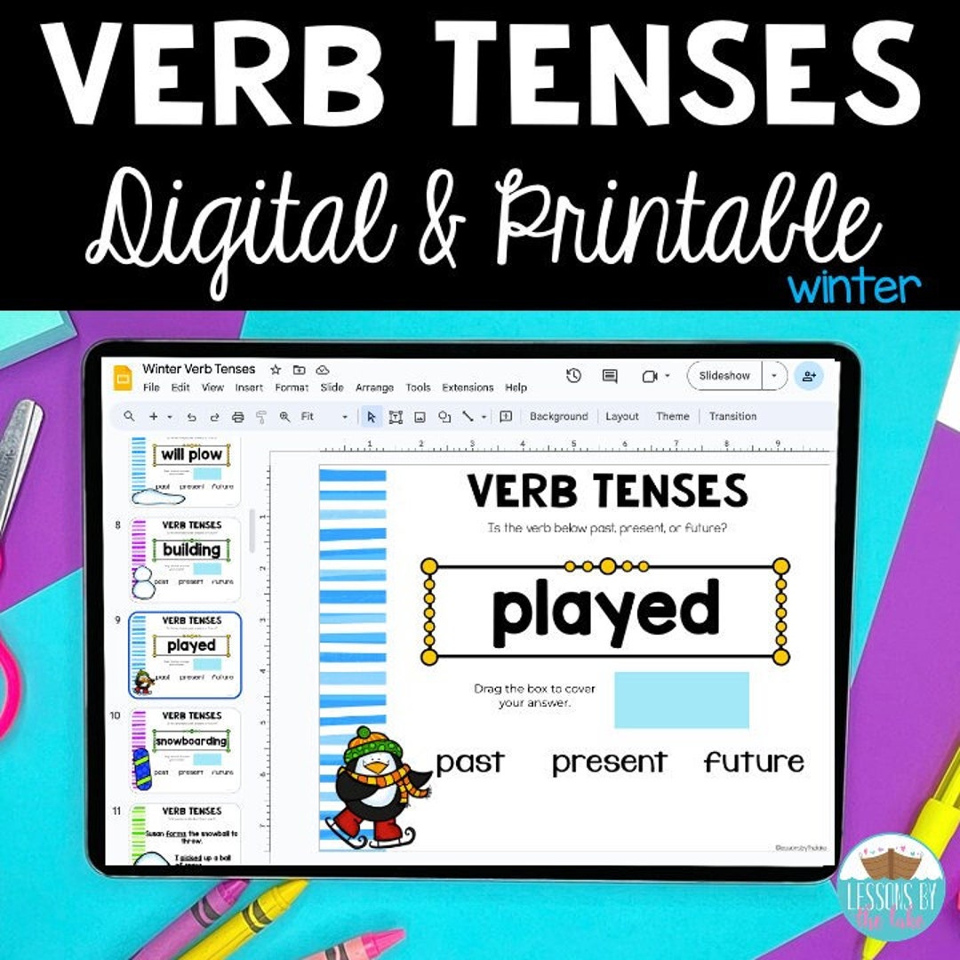Winter Verb Tenses Digital & Printable Bundle - Google Slides + Task ...