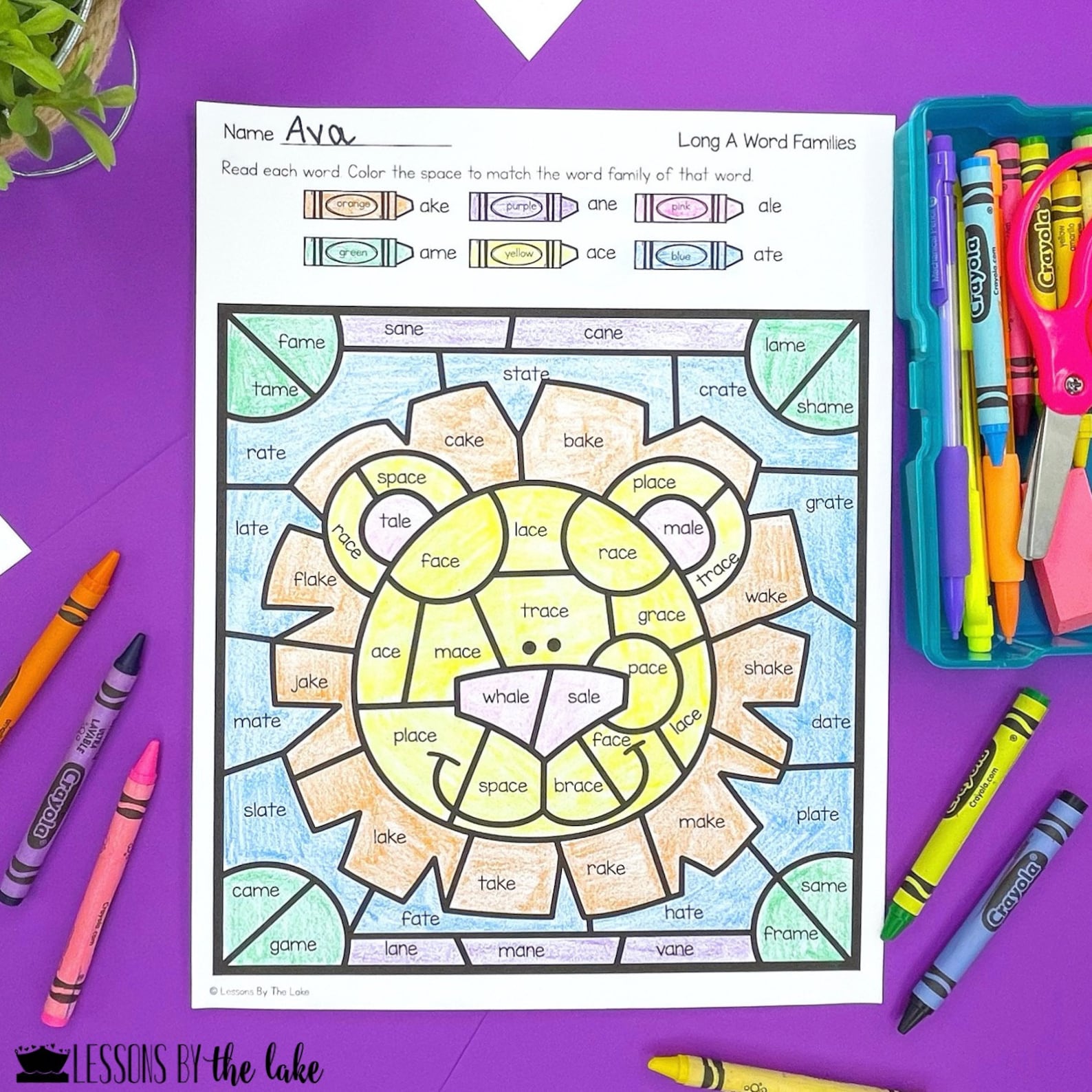 Long Vowel Color by Number Word Families - Etsy