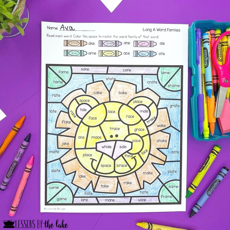 Long Vowel Color by Number Word Families - Etsy