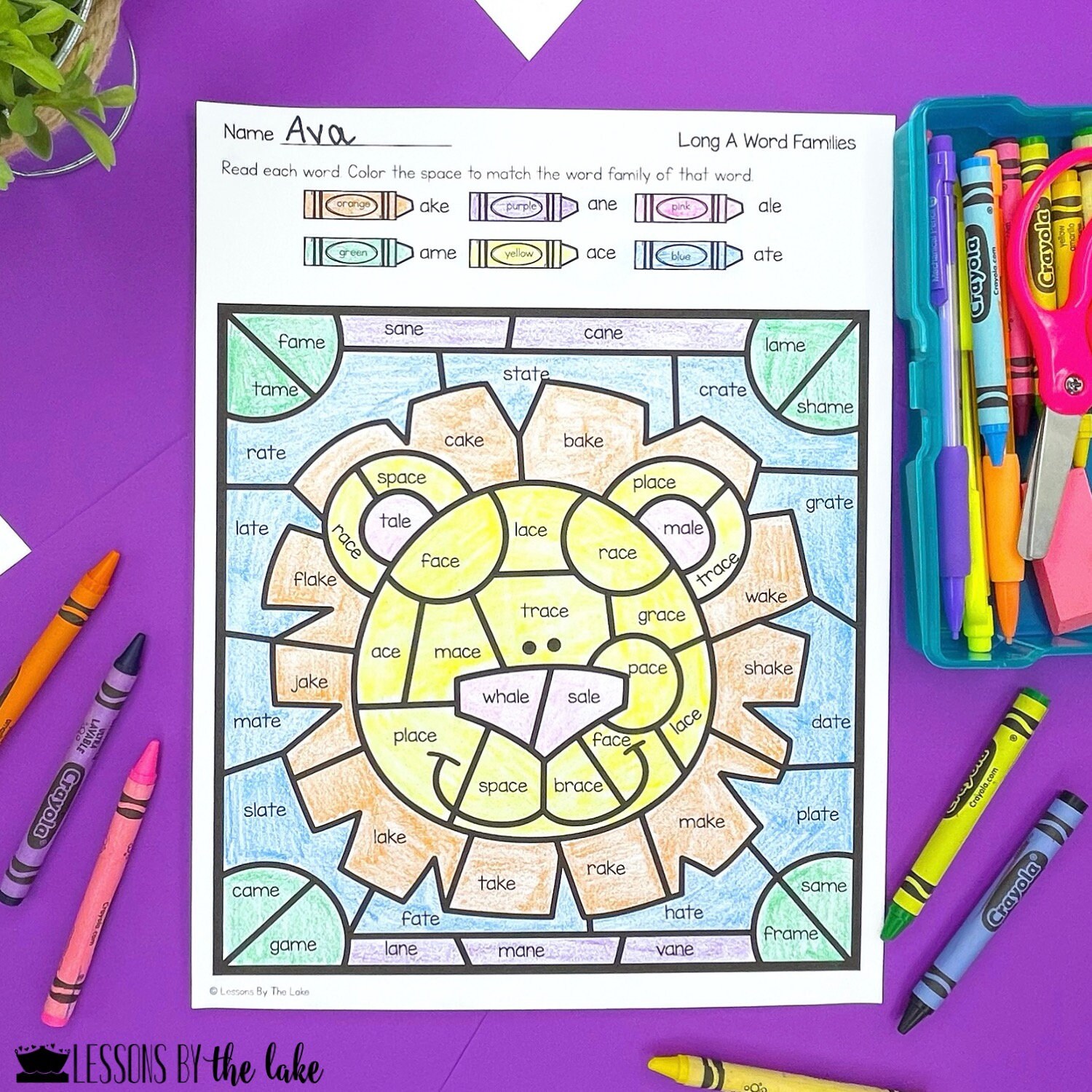 Long Vowel Color by Number Word Families - Etsy