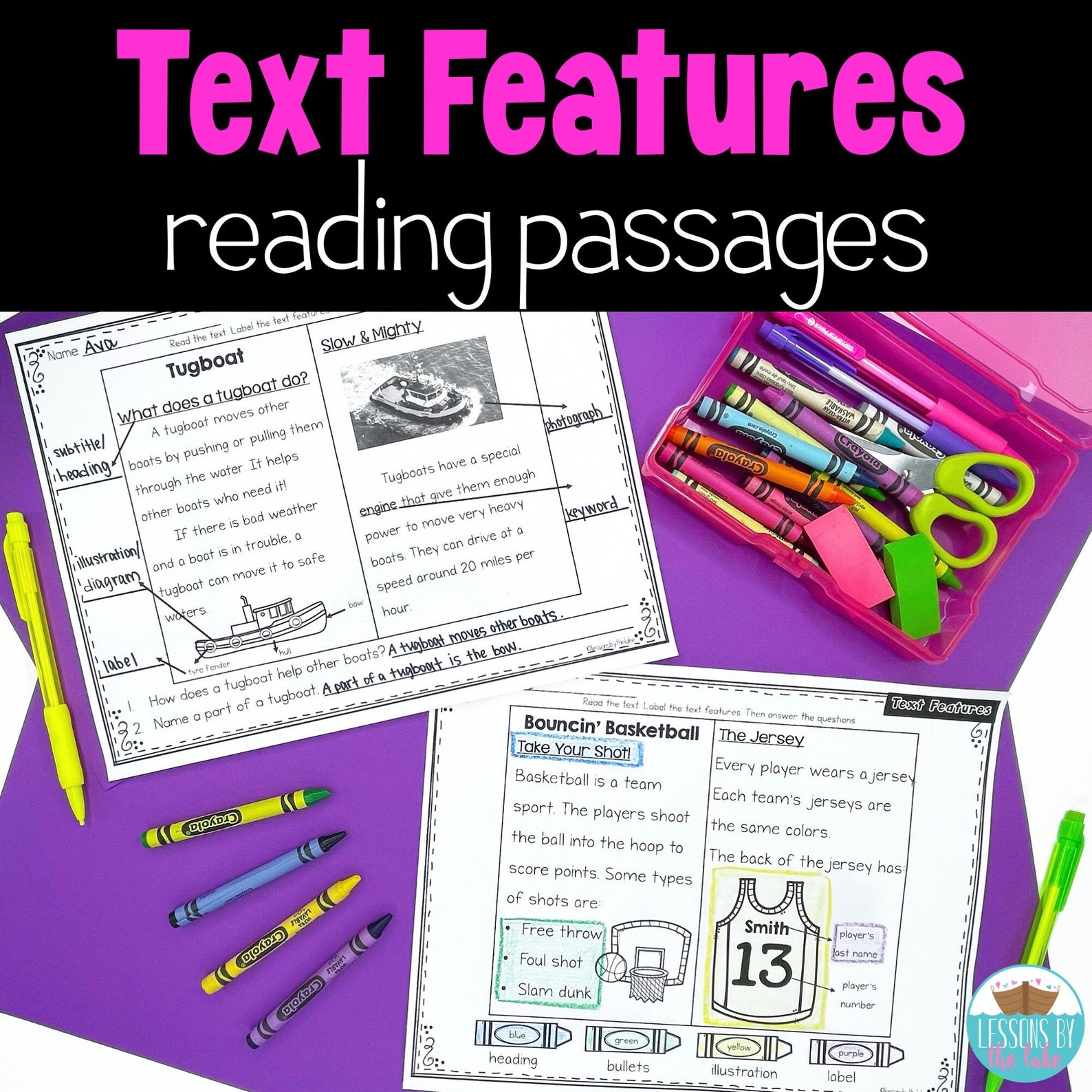 Text Features Reading Passages Nonfiction Worksheets & Digital Slides ...