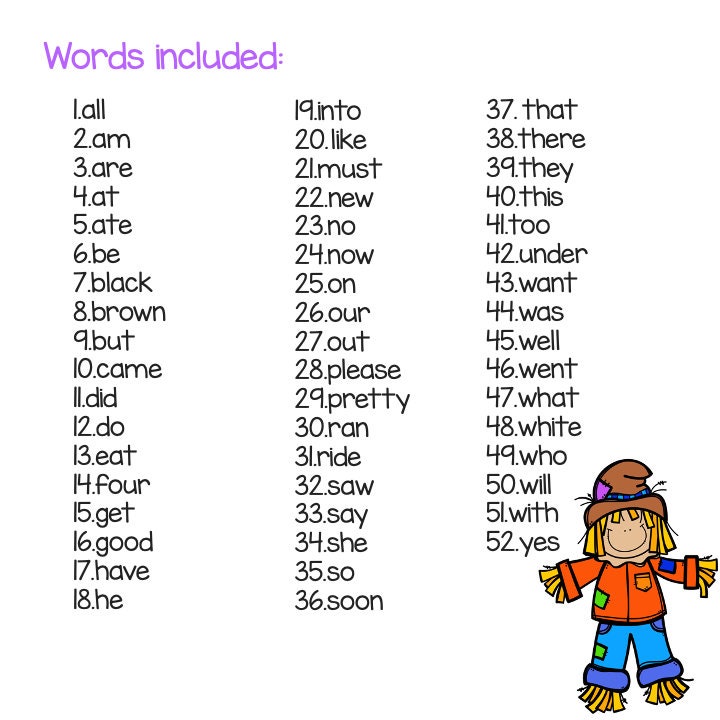 Color by Sight Word Primer Fall Themed - Etsy