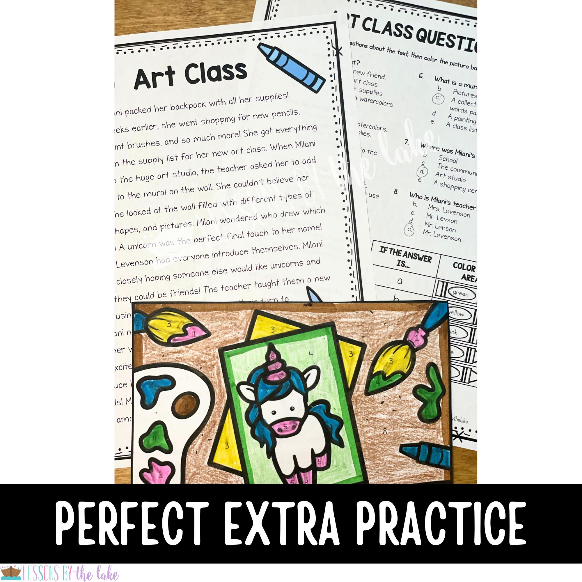 September Reading Comprehension Fiction Passages Color by Comprehension ...