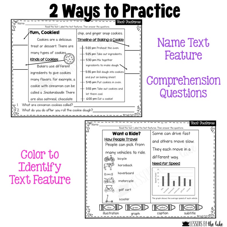 Text Features Reading Passages Nonfiction Worksheets & Digital Slides ...