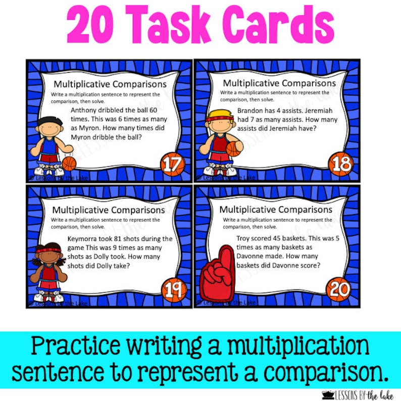 Multiplication Comparison Task Cards [basketball Themed] - Etsy