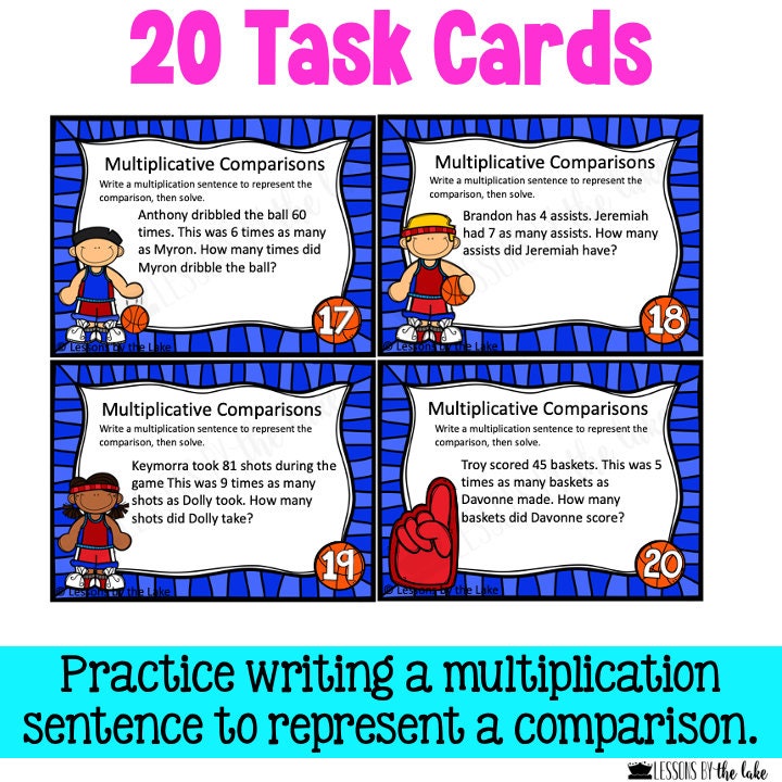 Multiplication Comparison Task Cards [basketball Themed] - Etsy
