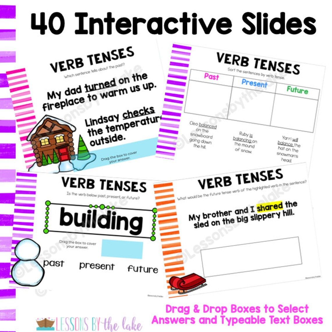 Winter Verb Tenses Digital & Printable Bundle - Google Slides + Task ...