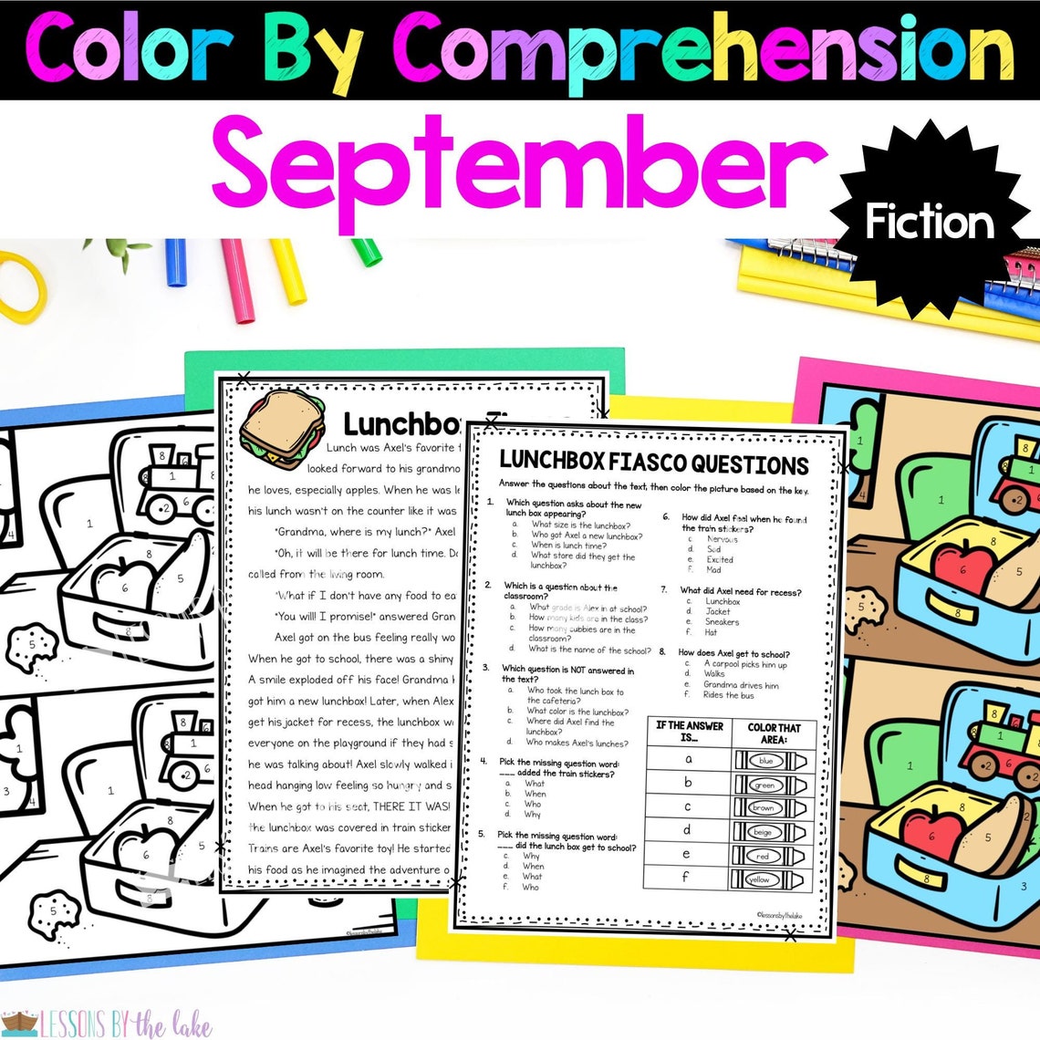 September Reading Comprehension Fiction Passages Color by Comprehension ...