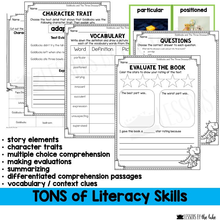 Goldilocks & the Three Dinosaurs Book Activities and Lessons - Etsy