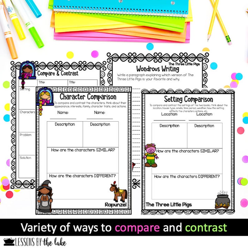 Fractured Fairy Tale Compare and Contrast Graphic Organizers Digital ...