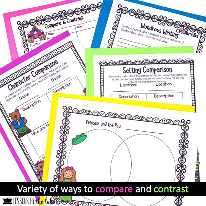 Fractured Fairy Tale Compare and Contrast Graphic Organizers Digital ...