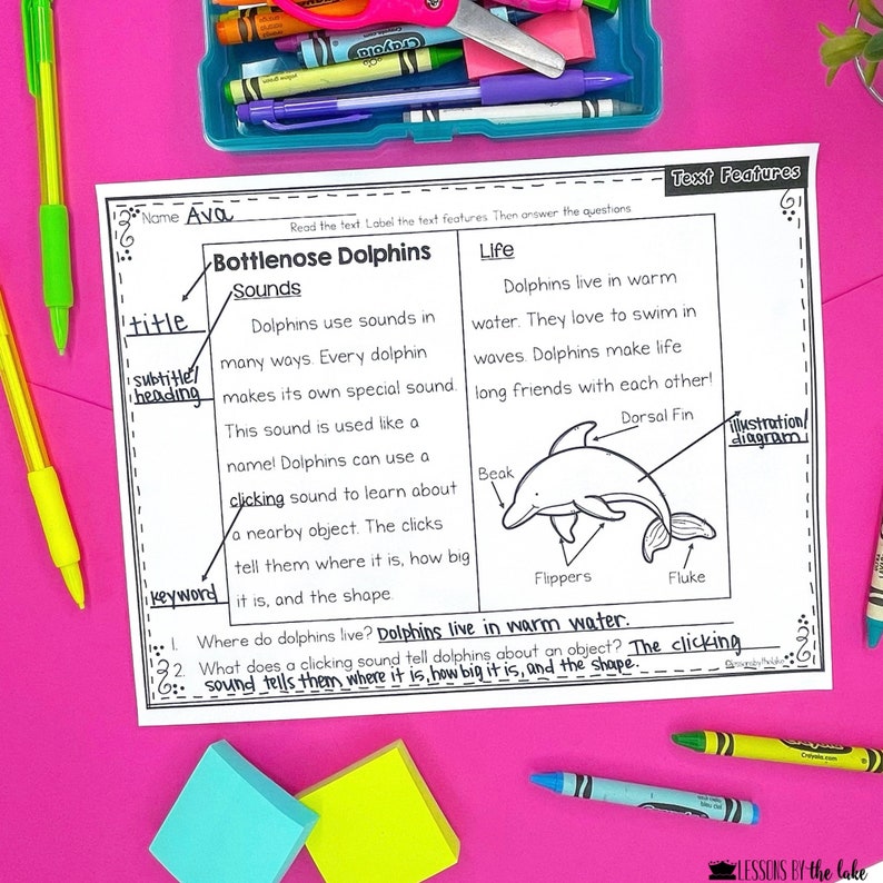 Text Features Reading Passages Nonfiction Worksheets & Digital Slides ...