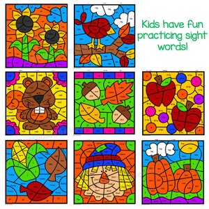 Color by Sight Word Pre Primer- Fall Themed - Etsy