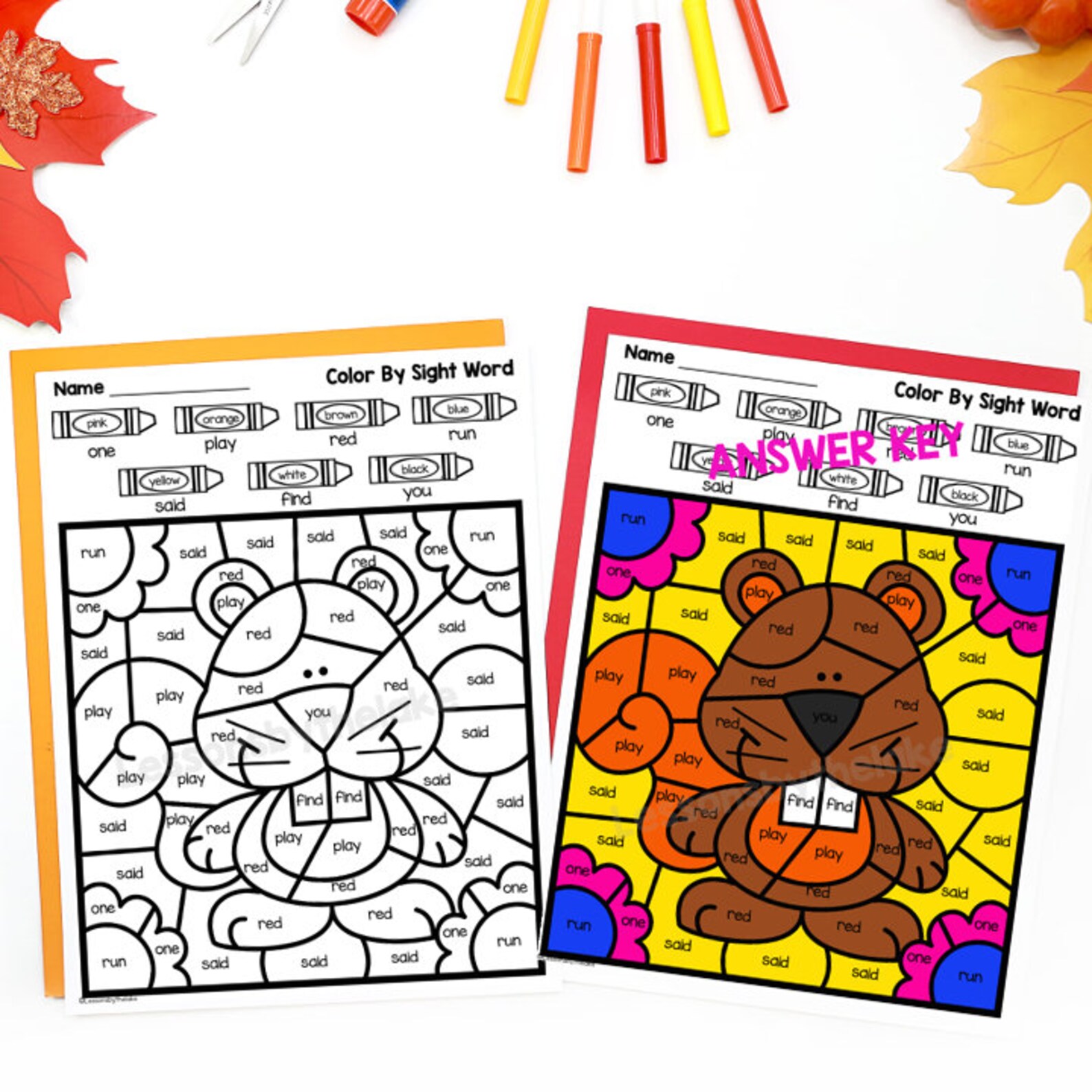 Color by Sight Word Pre Primer- Fall Themed - Etsy