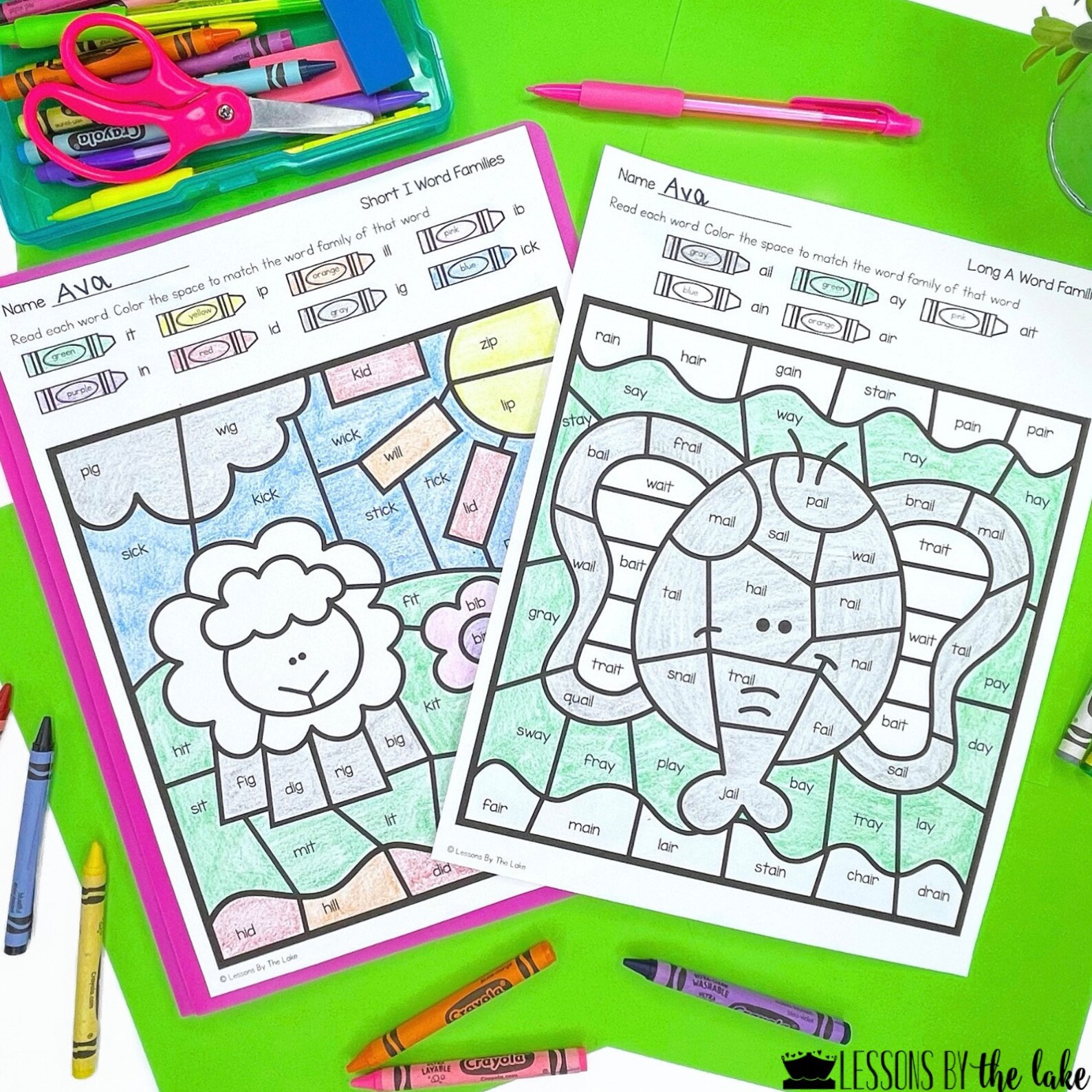 Short & Long Vowel Color by Number Word Families Bundle - Etsy