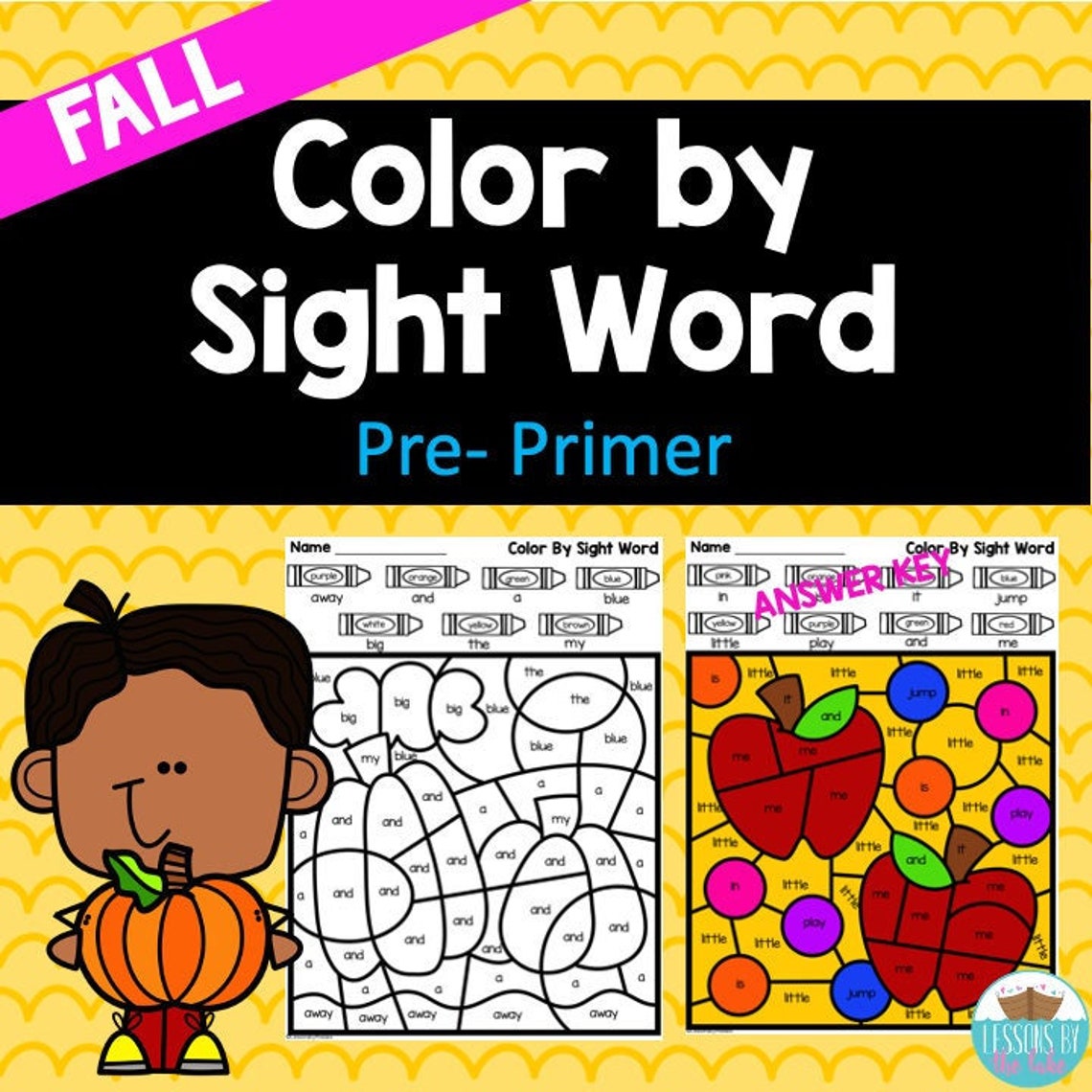Color by Sight Word Pre Primer- Fall Themed - Etsy