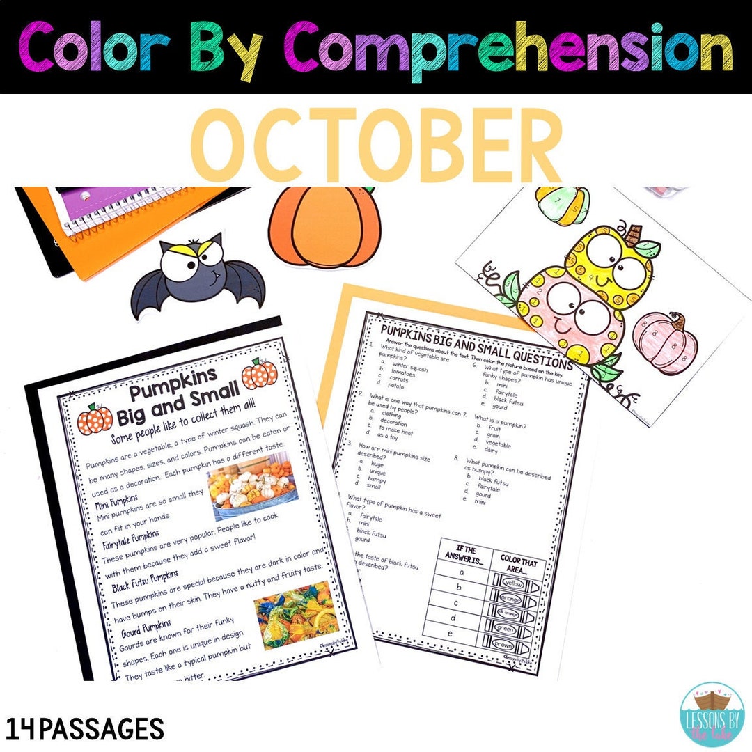 October Reading Comprehension Nonfiction Passages Color By