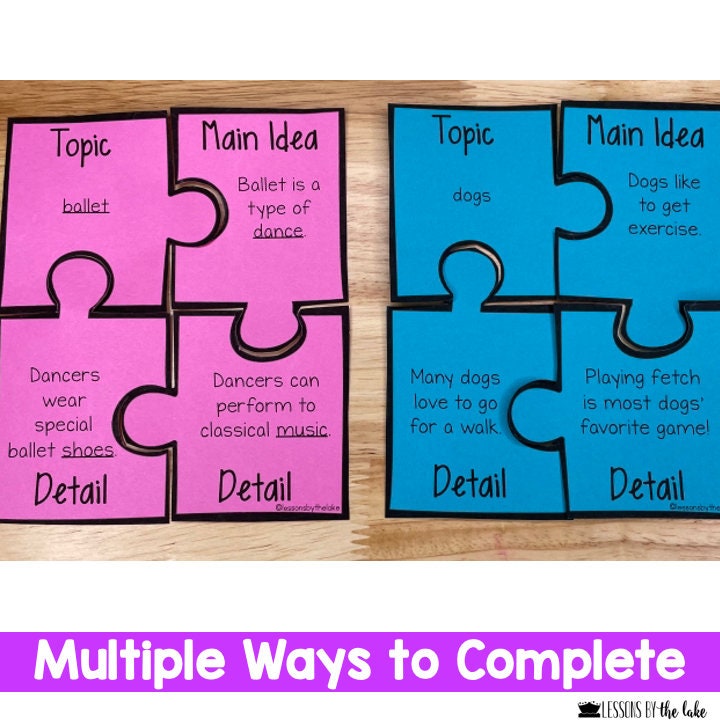 Main Idea Activity Puzzle - Etsy