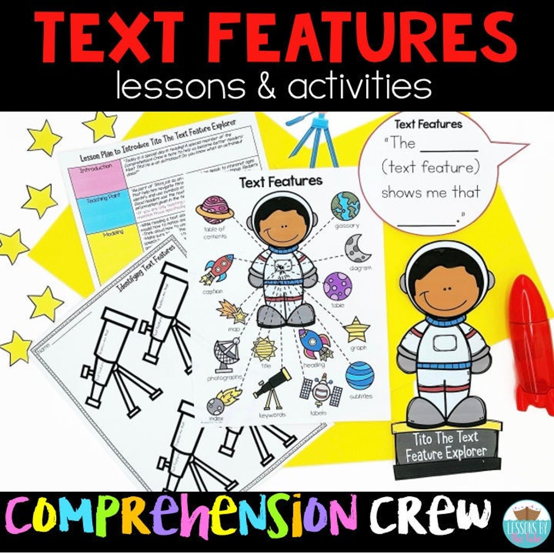 Text Features Lesson & Activities Nonfiction Reading Comprehension Crew ...