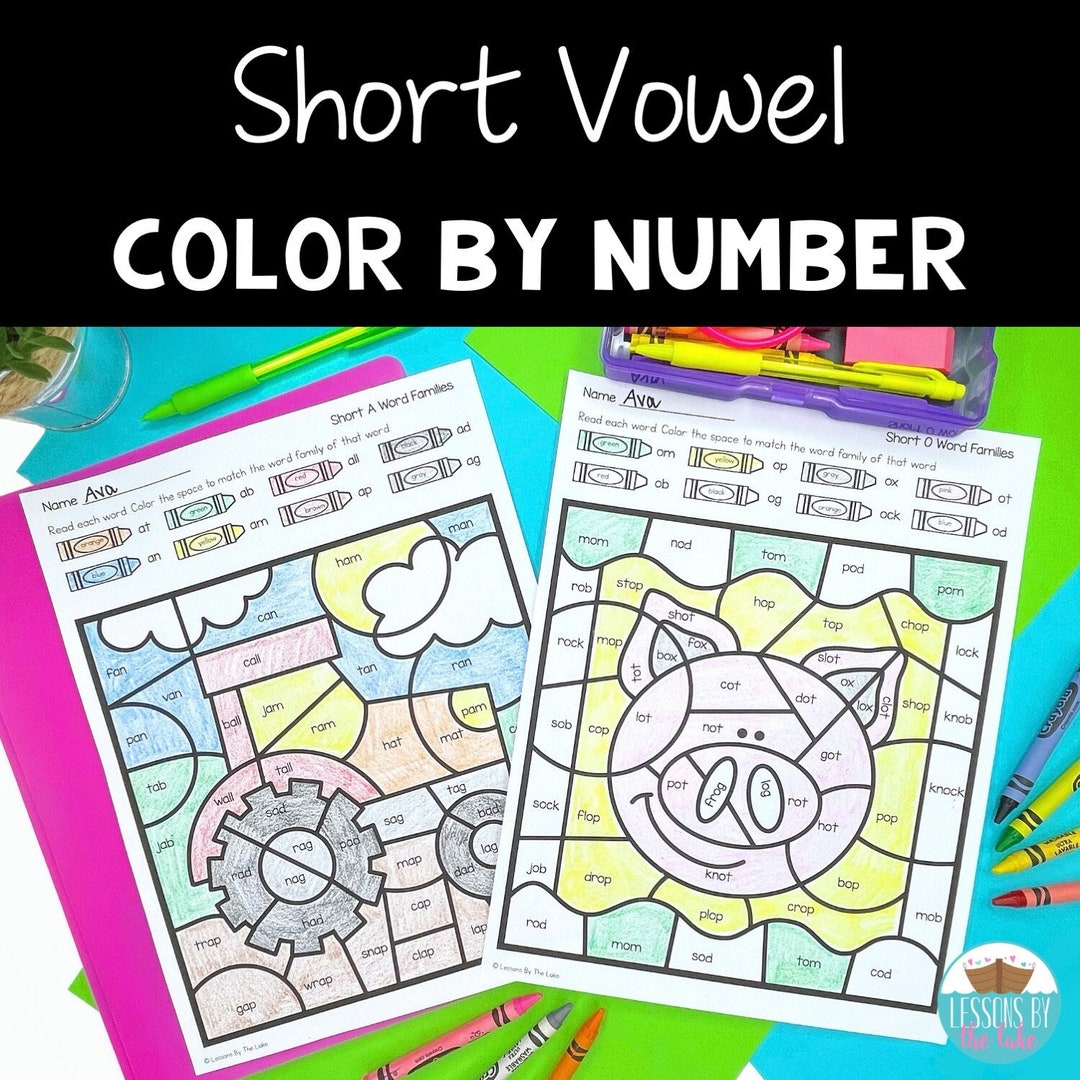 Short Vowel Color by Number Word Families - Etsy