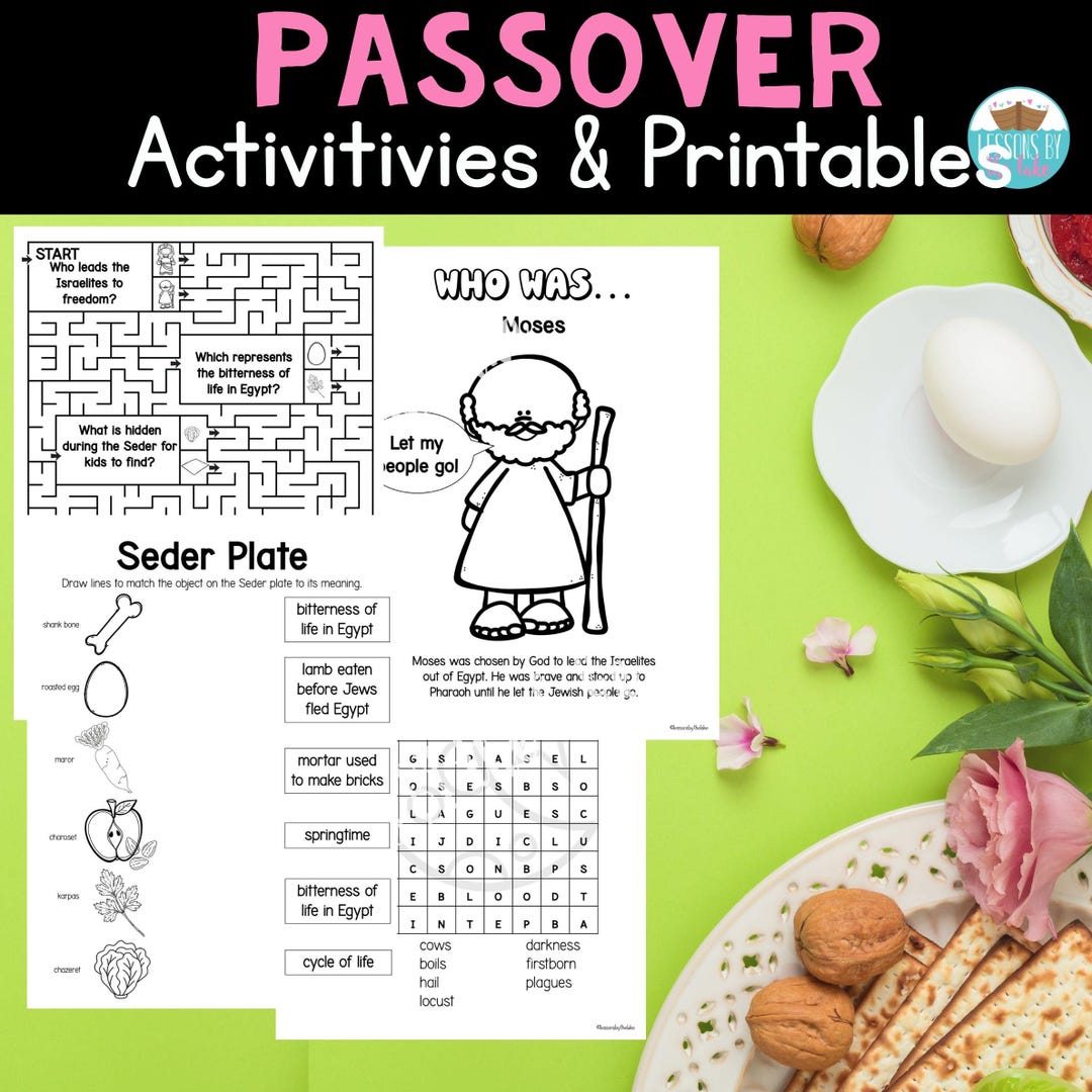 Passover Activities, Seder Printables, Word Searches, Mazes, Passover ...