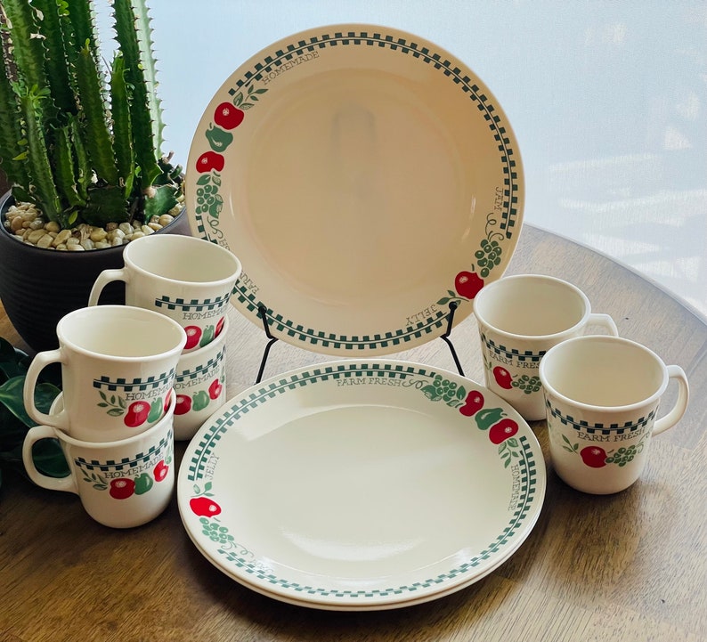 1970's Vintage Corning Ware Corelle FARM FRESH Pattern With Green ...