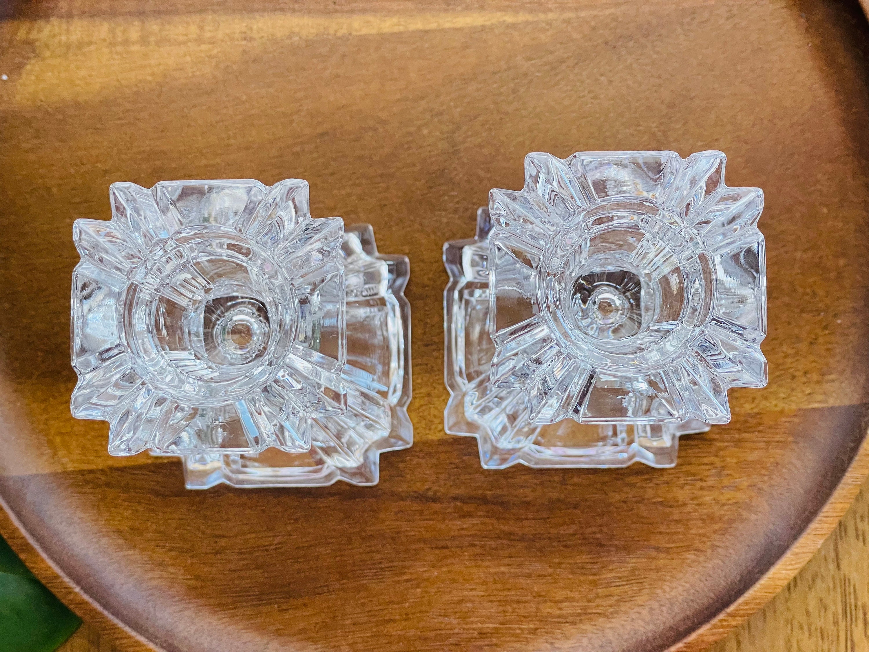 Vintage Crystal Heavy Candlestick Glass Holders Set of 2 - Etsy