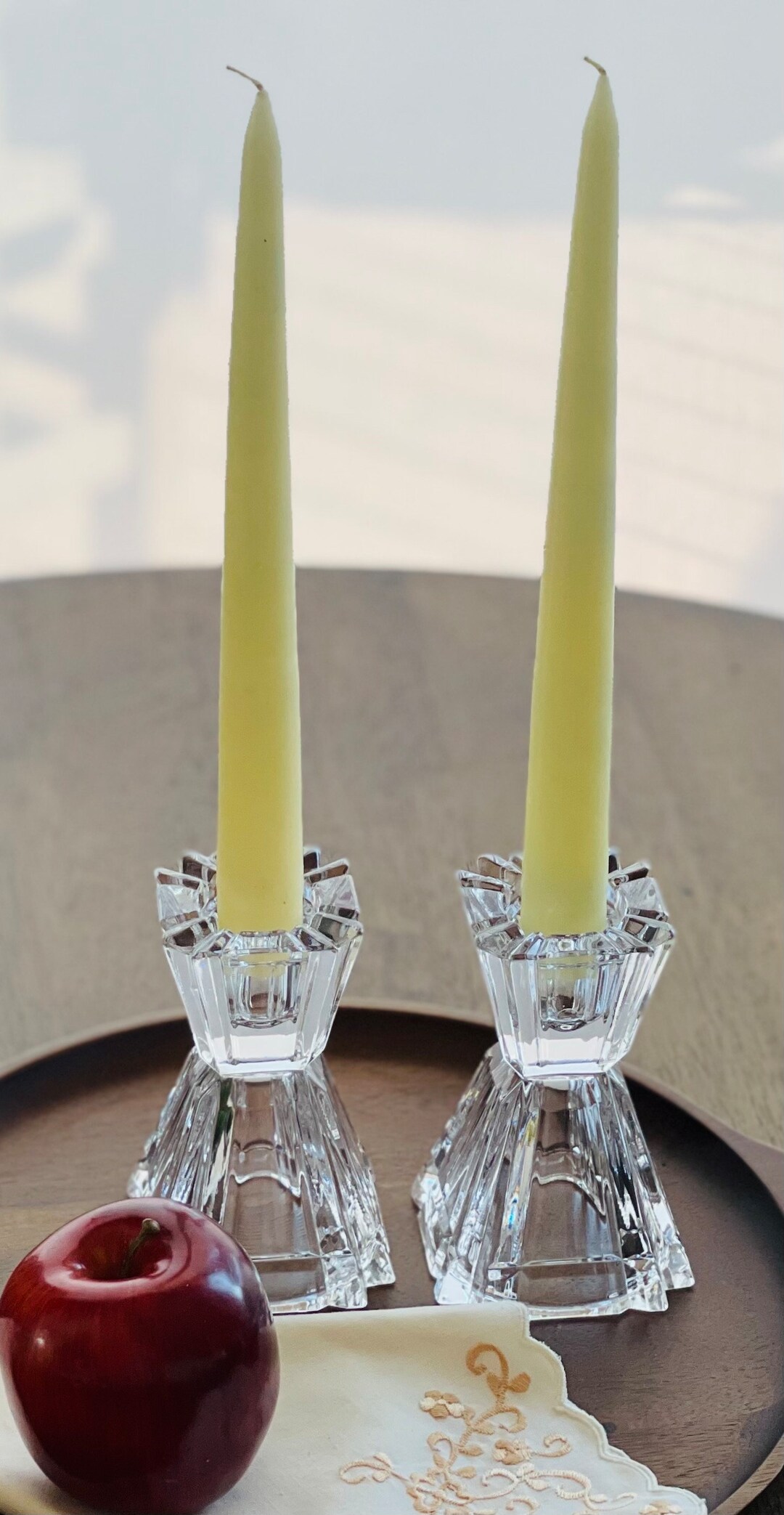 Vintage Crystal Heavy Candlestick Glass Holders Set of 2 - Etsy