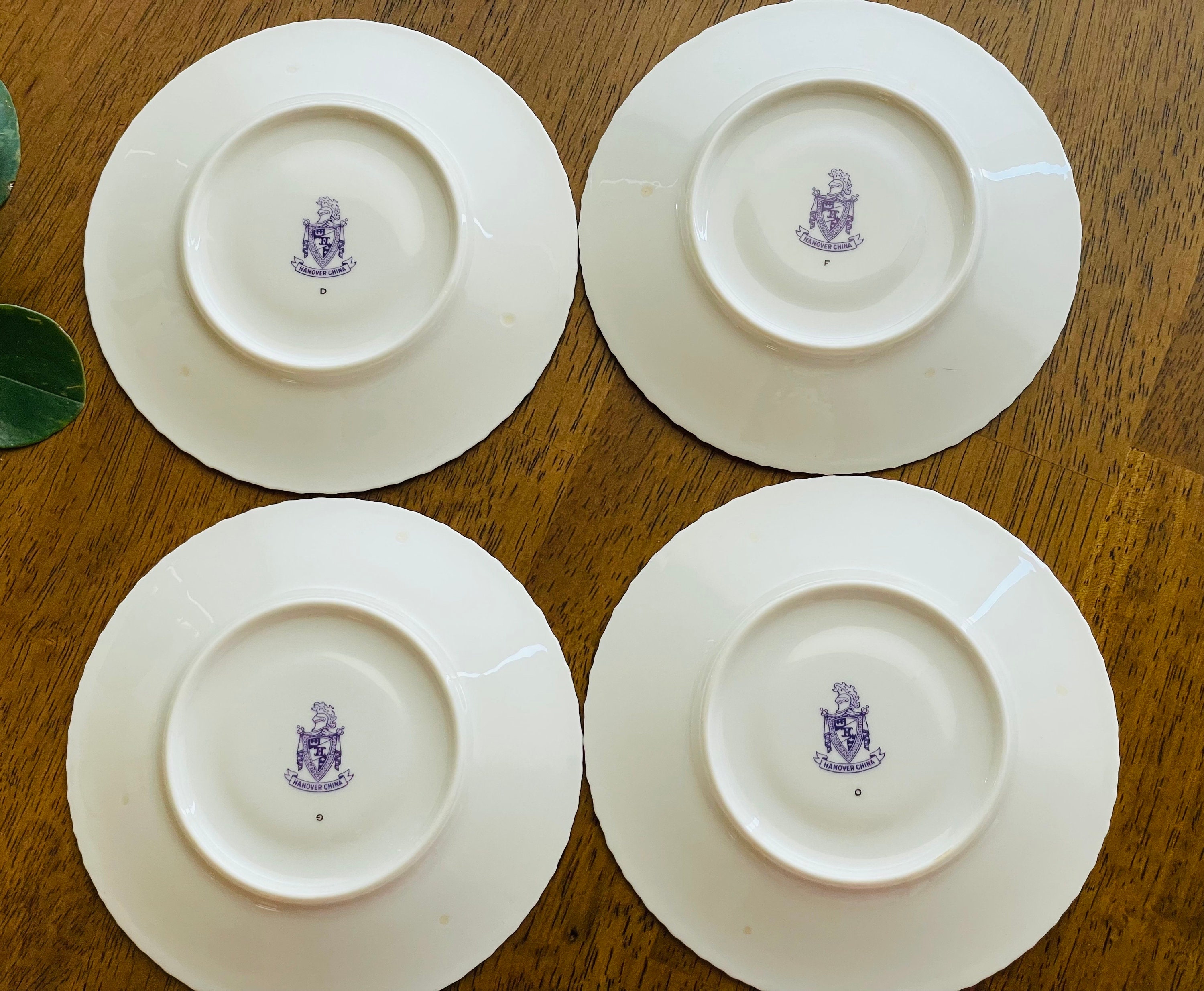 1950's Hanover China Anniversary Pattern Saucers With Swirl Pink Roses ...