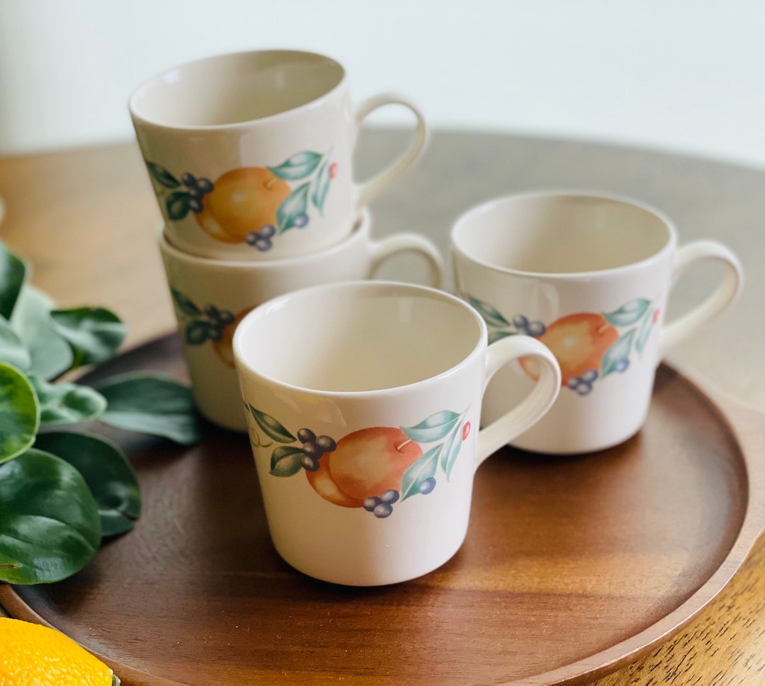1990's Vintage Corning Ware Corelle Abundance Coffee Cups Mugs Fruit ...