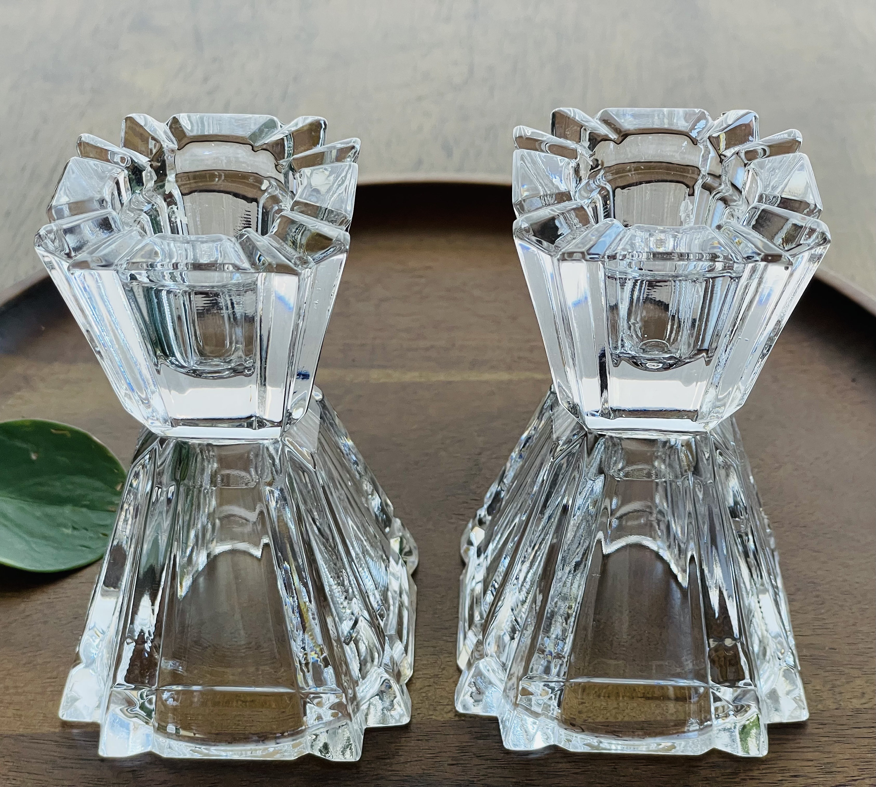 Vintage Crystal Heavy Candlestick Glass Holders Set of 2 - Etsy