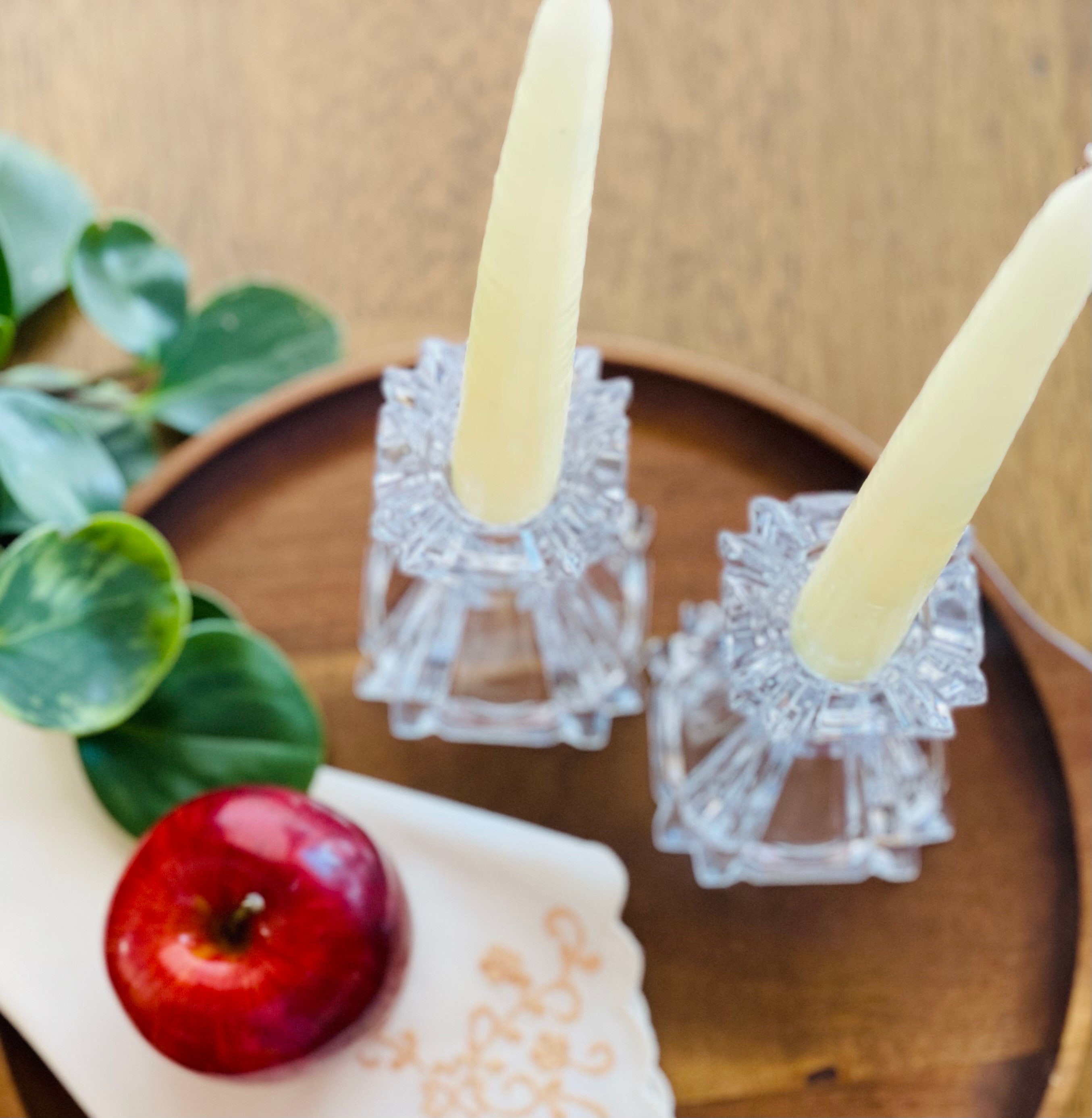 Vintage Crystal Heavy Candlestick Glass Holders Set of 2 - Etsy