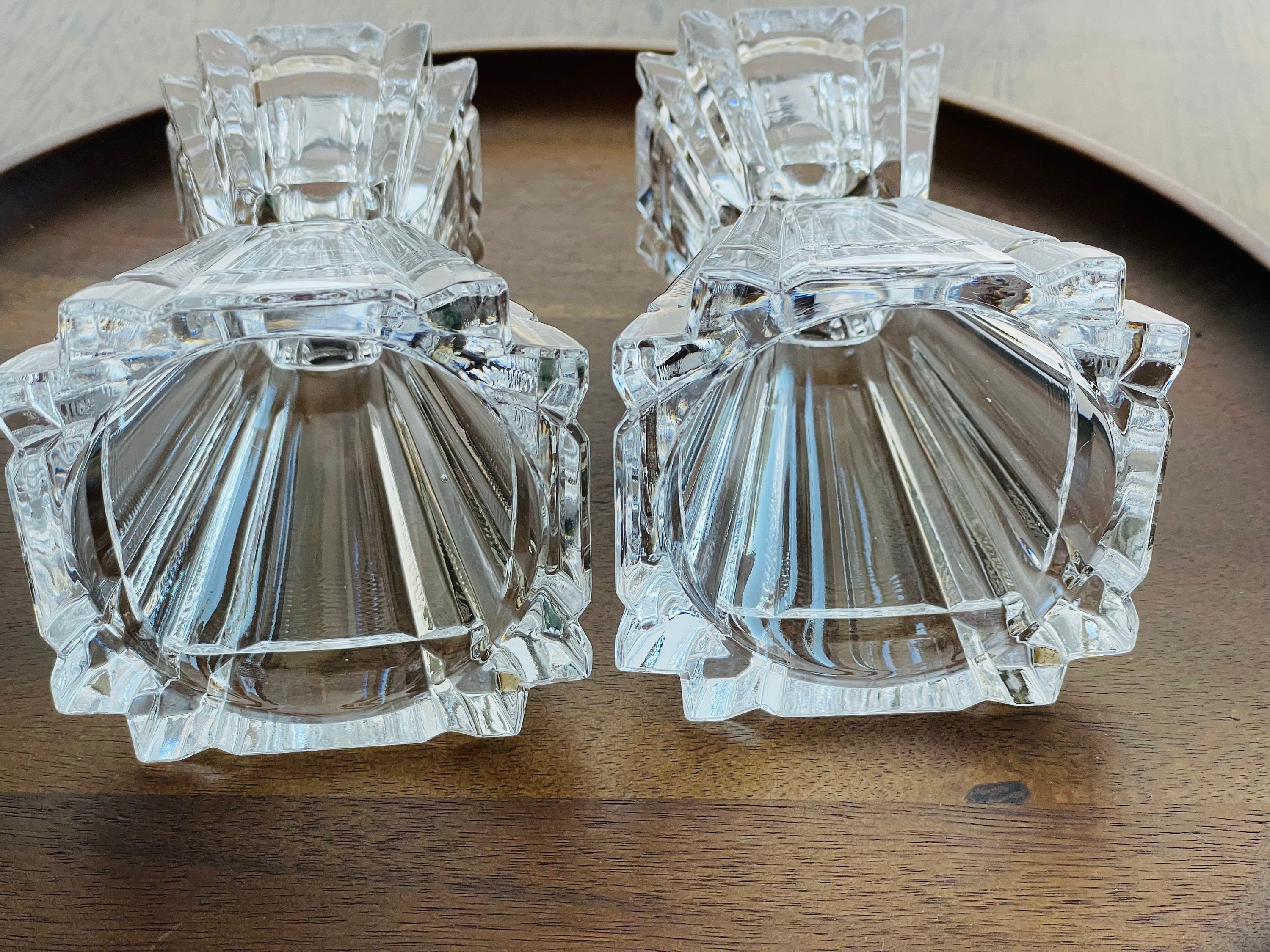 Vintage Crystal Heavy Candlestick Glass Holders Set of 2 - Etsy