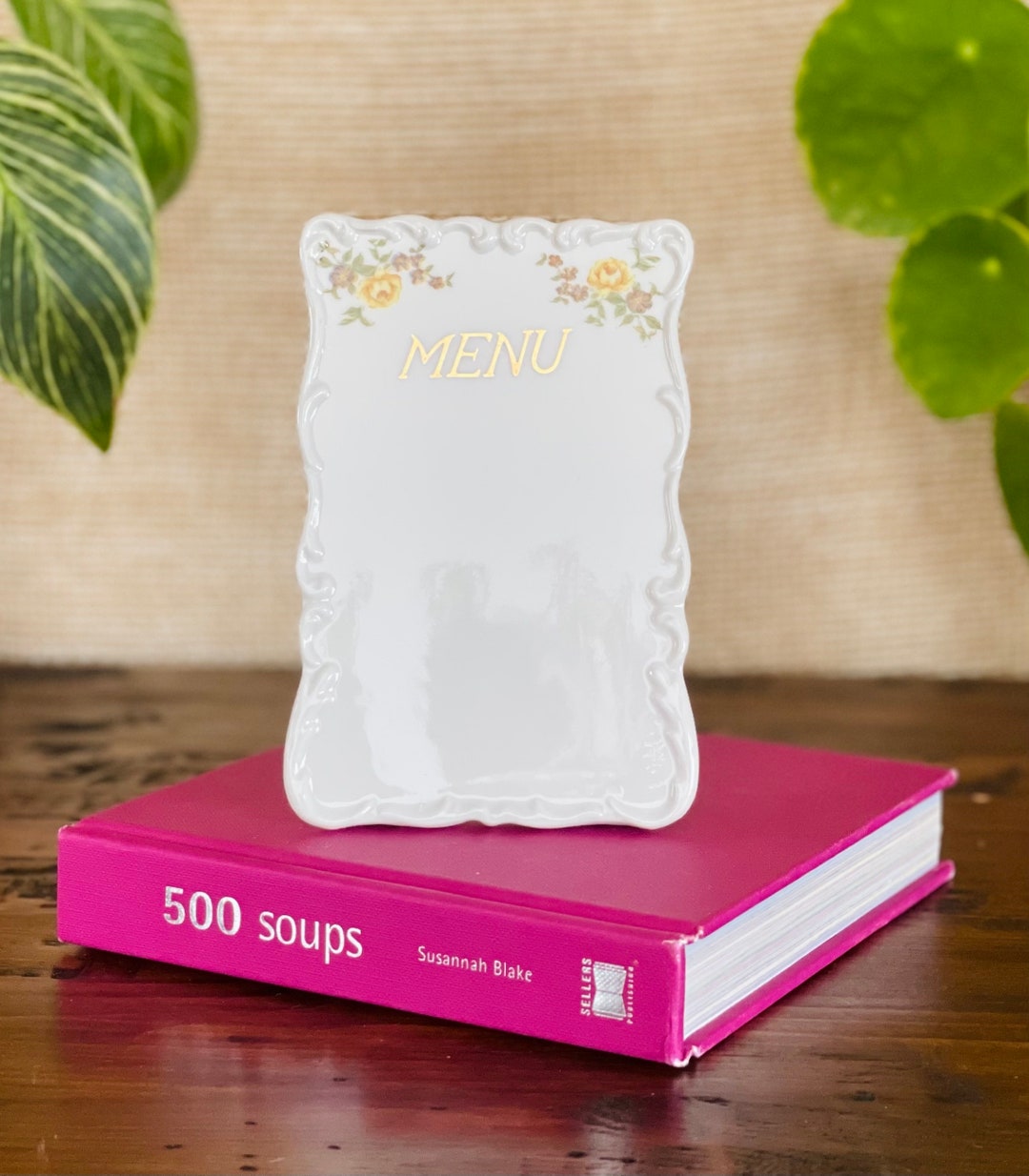 Vintage Ceramic Free Standing menu Board Yellow - Etsy