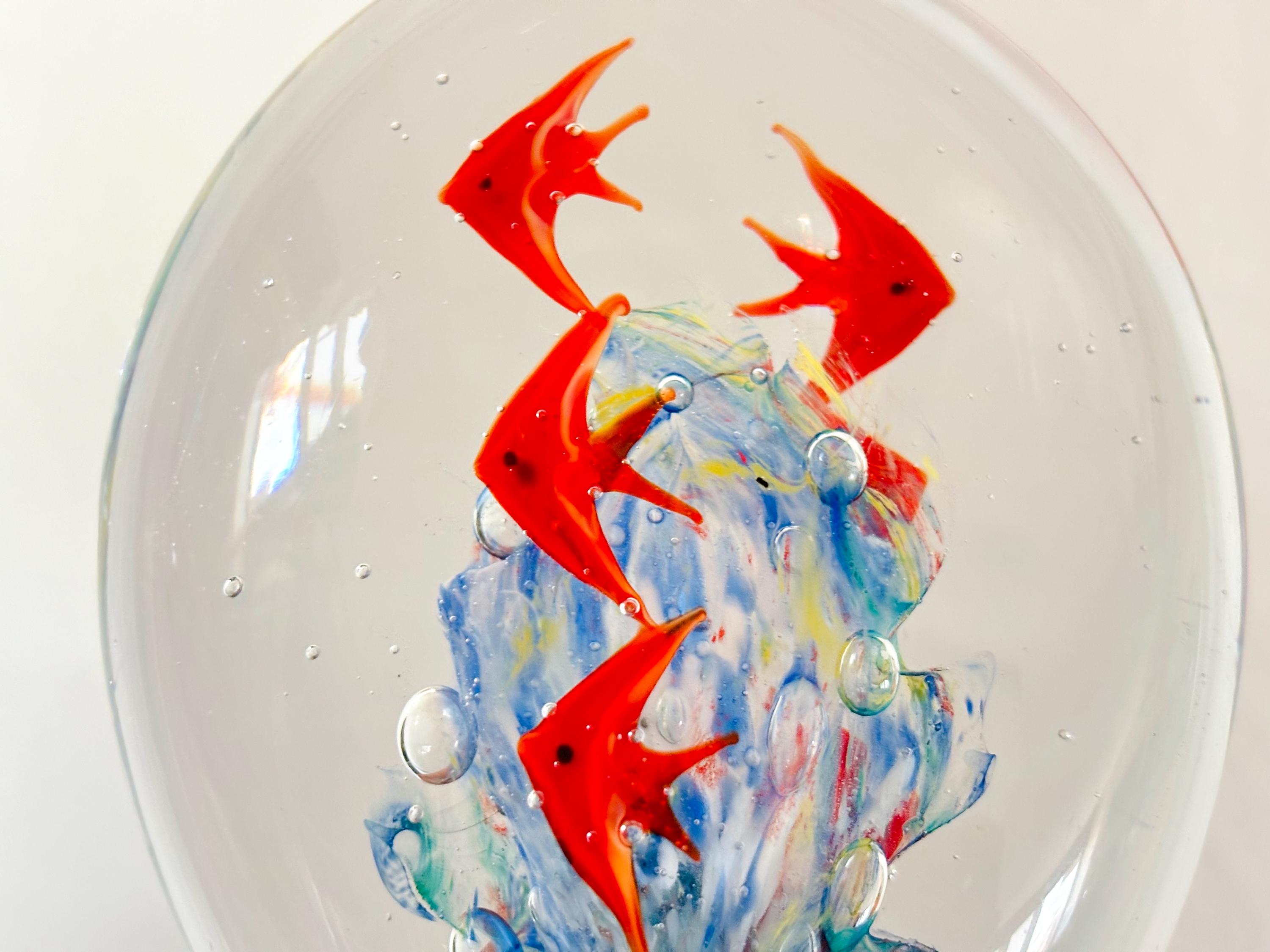 Dynasty Gallery Handblown Art Glass Fish & Corals Paperweight 5 Inches ...