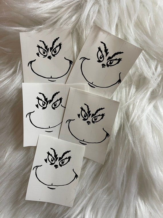 set of 6 grinch face decals, Christmas decals, Christmas theme decals ...