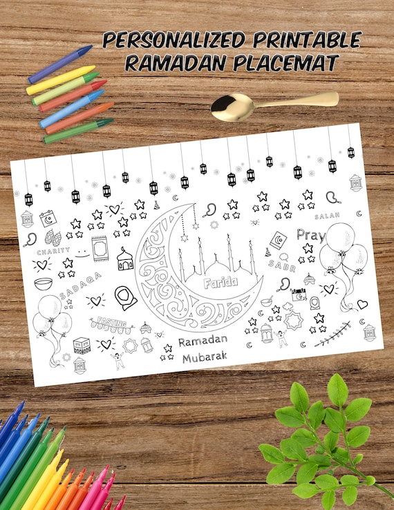 Ramadan Placemats, Ramadan basket Filler, Personalized Ramadan Coloring ...