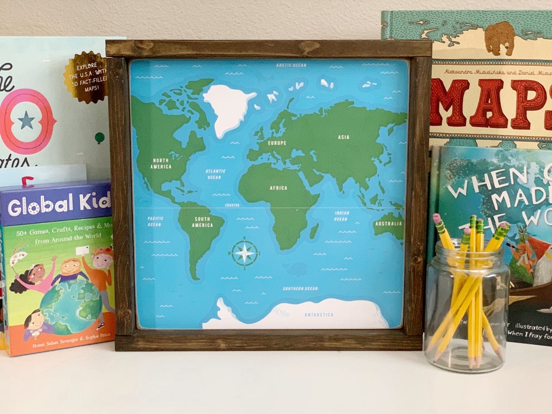 Classroom Sign, World Map, Continents Sign, USA, History, School Room ...