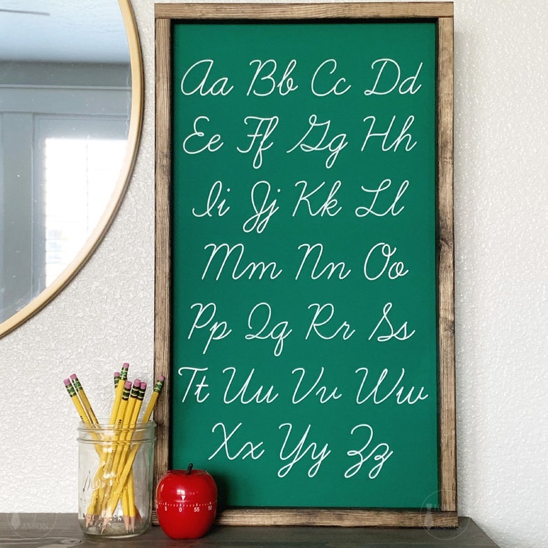 Cursive Writing Chart Cursive Sign Classroom Decor Playroom - Etsy