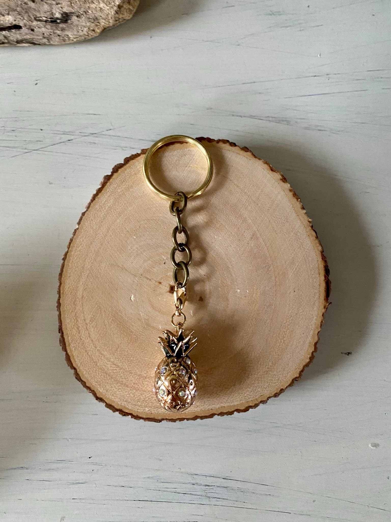 Pineapple & Rhinestone Key Chain Key Ring One-of-a-kind - Etsy UK