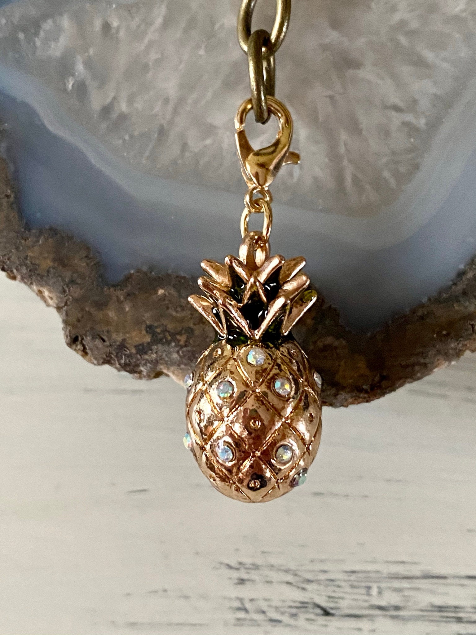 Pineapple & Rhinestone Key Chain Key Ring One-of-a-kind - Etsy UK