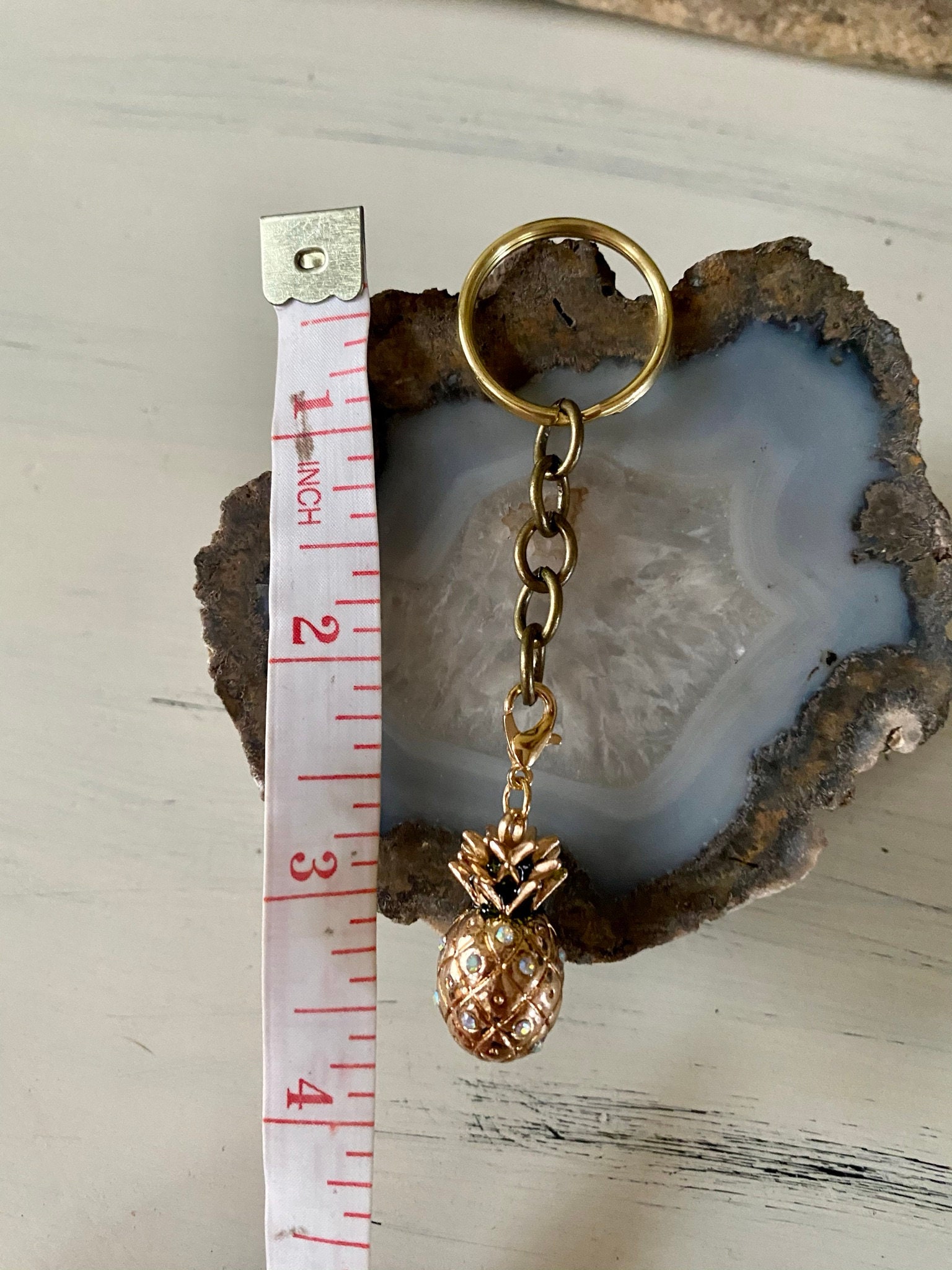 Pineapple & Rhinestone Key Chain Key Ring One-of-a-kind - Etsy UK