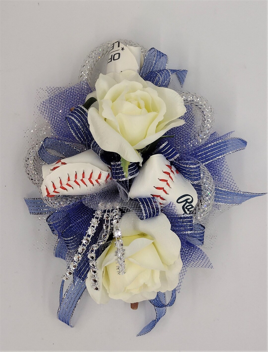 Baseball & Roses Corsage - ROYAL BLUE/SILVER - Etsy