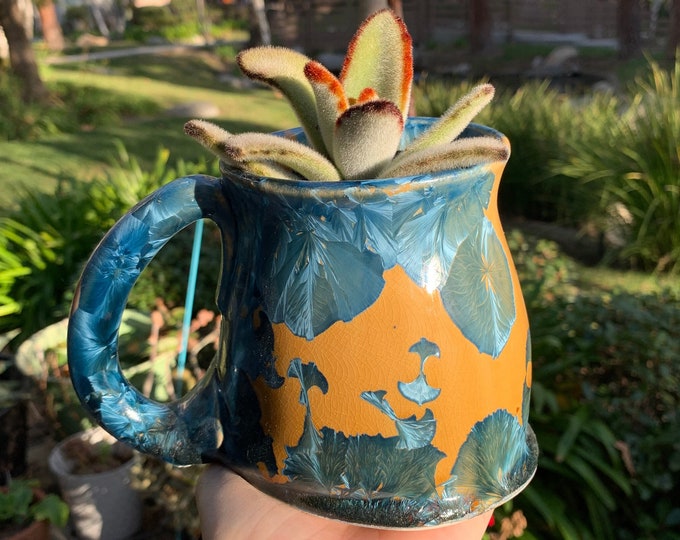 Plant Pot Melted Mug Handmade Crystalline Glazed Mug Planter - Etsy