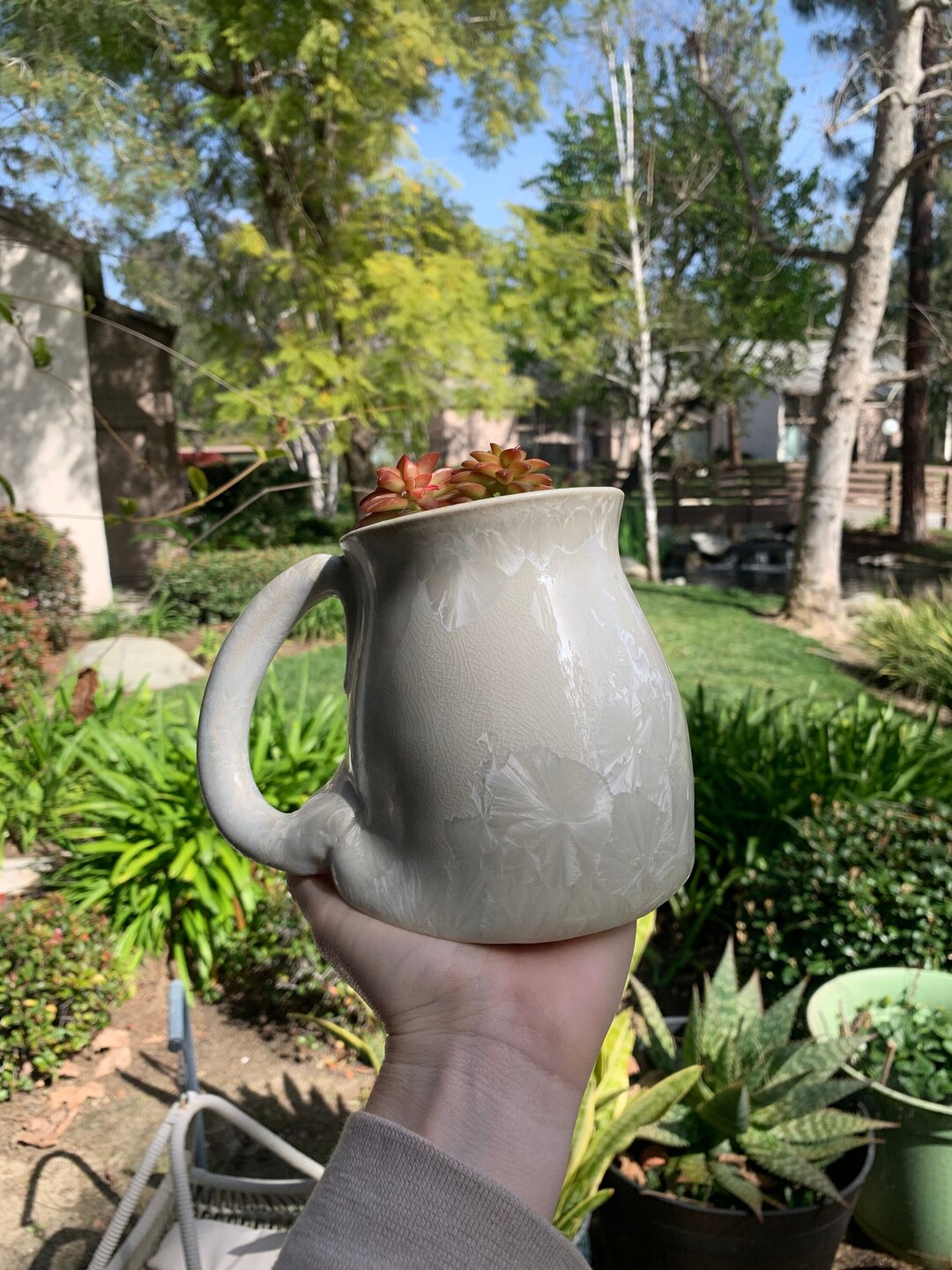 Plant Pot Melted Mug Handmade Crystalline Glazed Mug Planter - Etsy