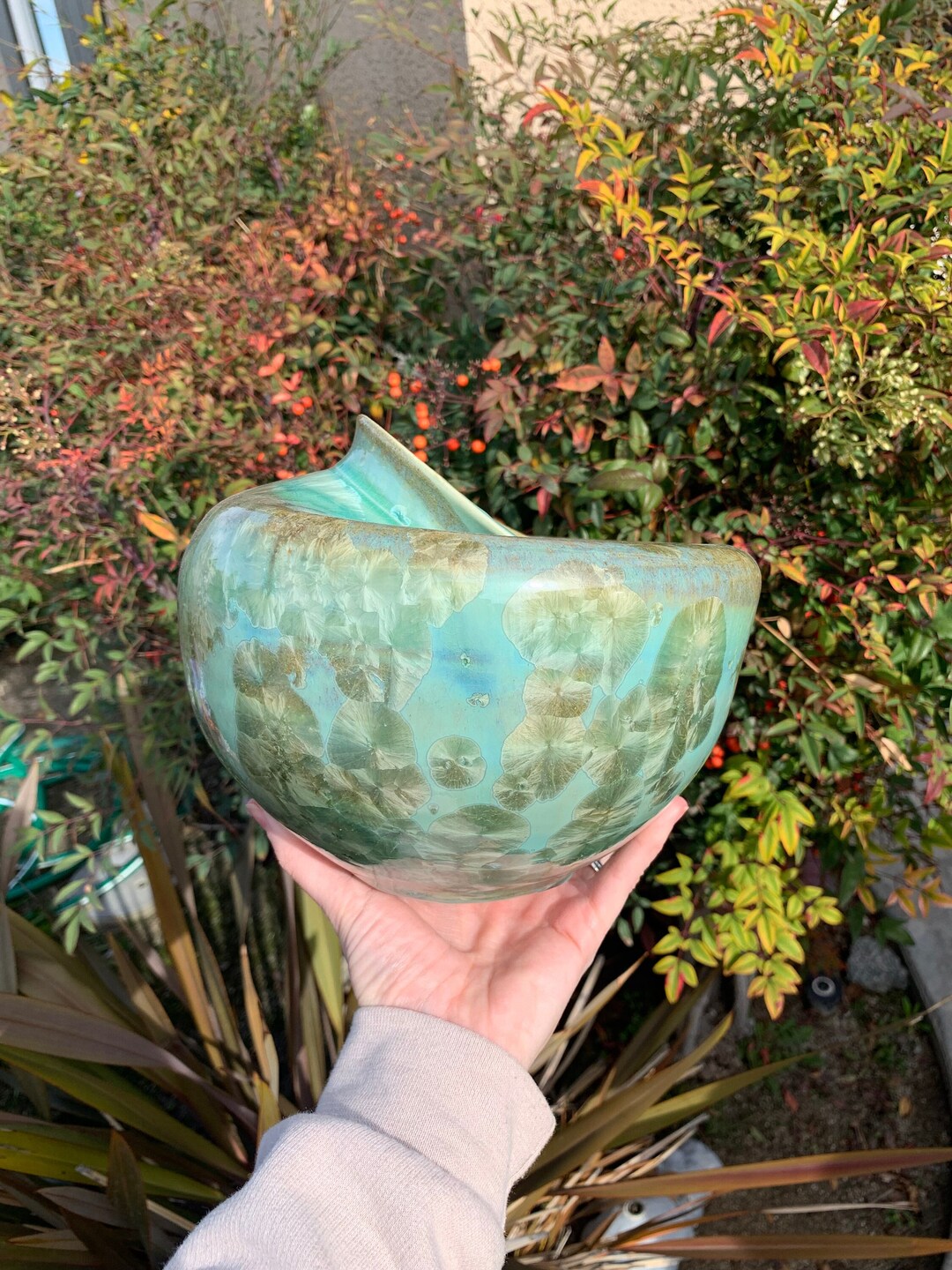 Crystalline Pottery Vase Handmade Decorative 'sunken' Flower Vase - Etsy