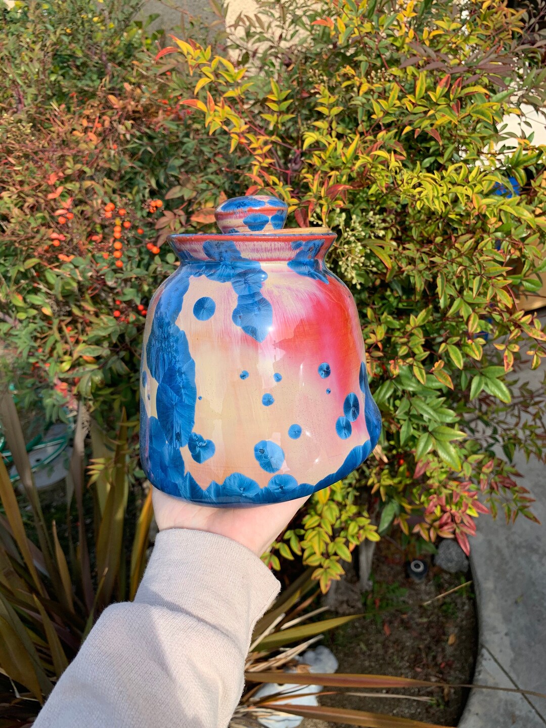 Crystalline Pottery Decorative Sunken Jar or Vase With Lid - Etsy