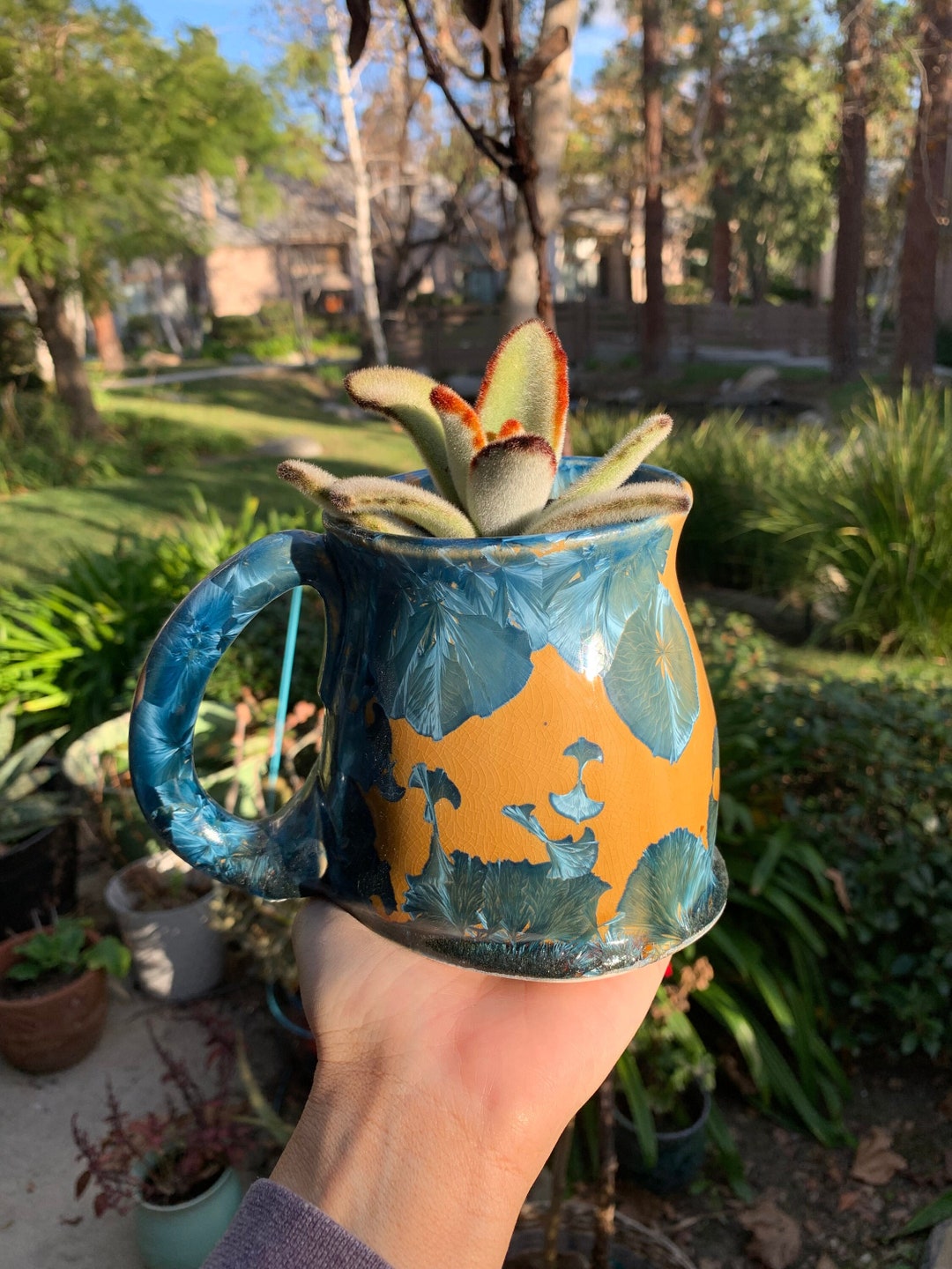 Plant Pot Melted Mug Handmade Crystalline Glazed Mug Planter - Etsy