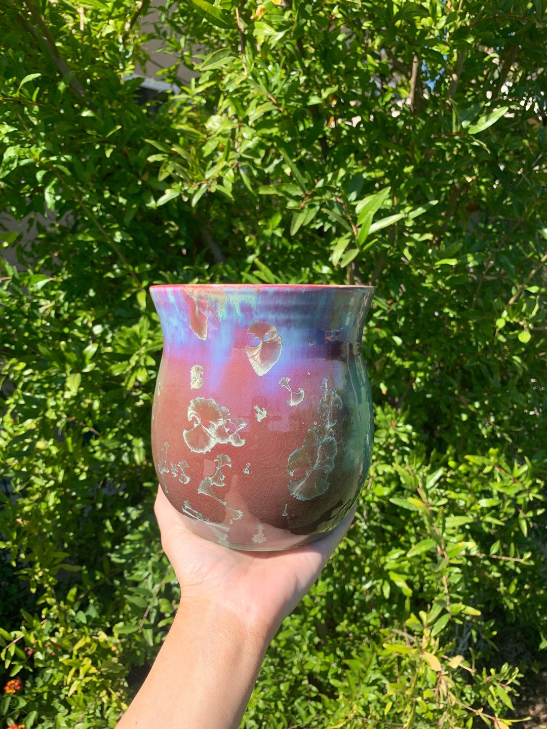 Kitchen Utensil Crock Crystalline Glazed Kitchen Utensil Holder Decor ...